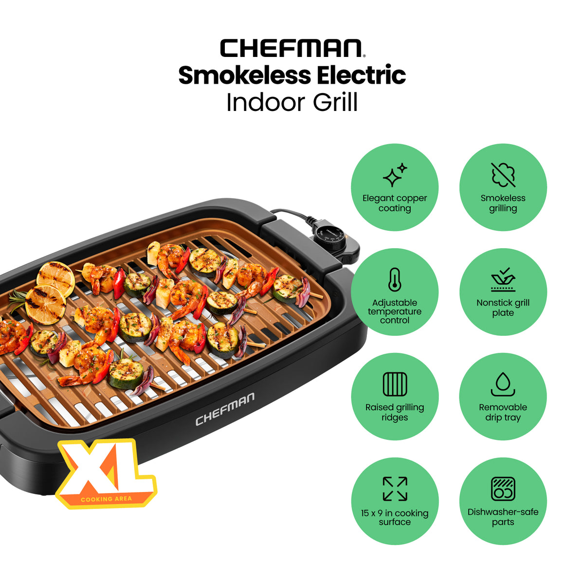 Smokeless Electric Indoor Grill – Chefman