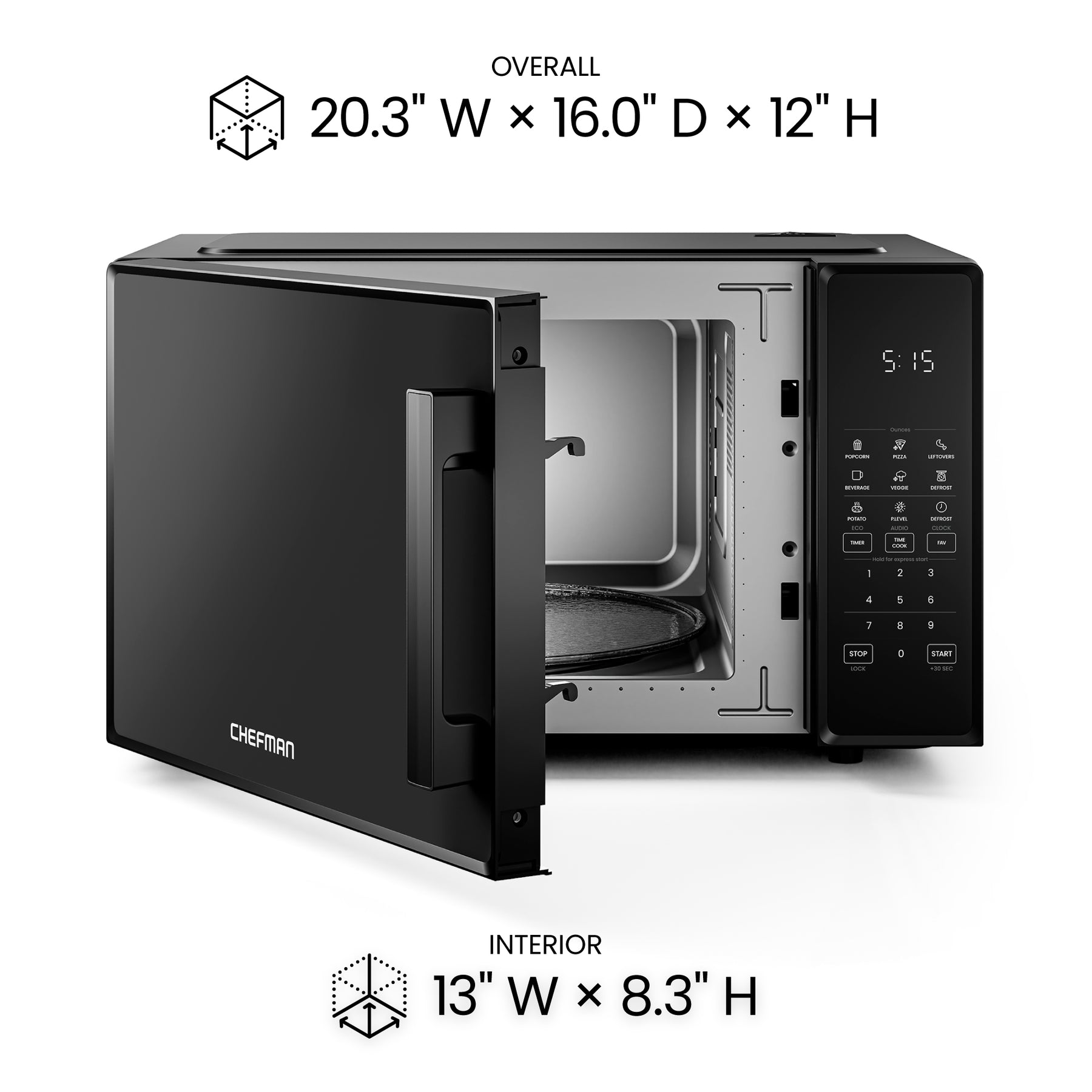 Countertop 1.1 Cu. Ft. Digital Microwave Oven – Chefman