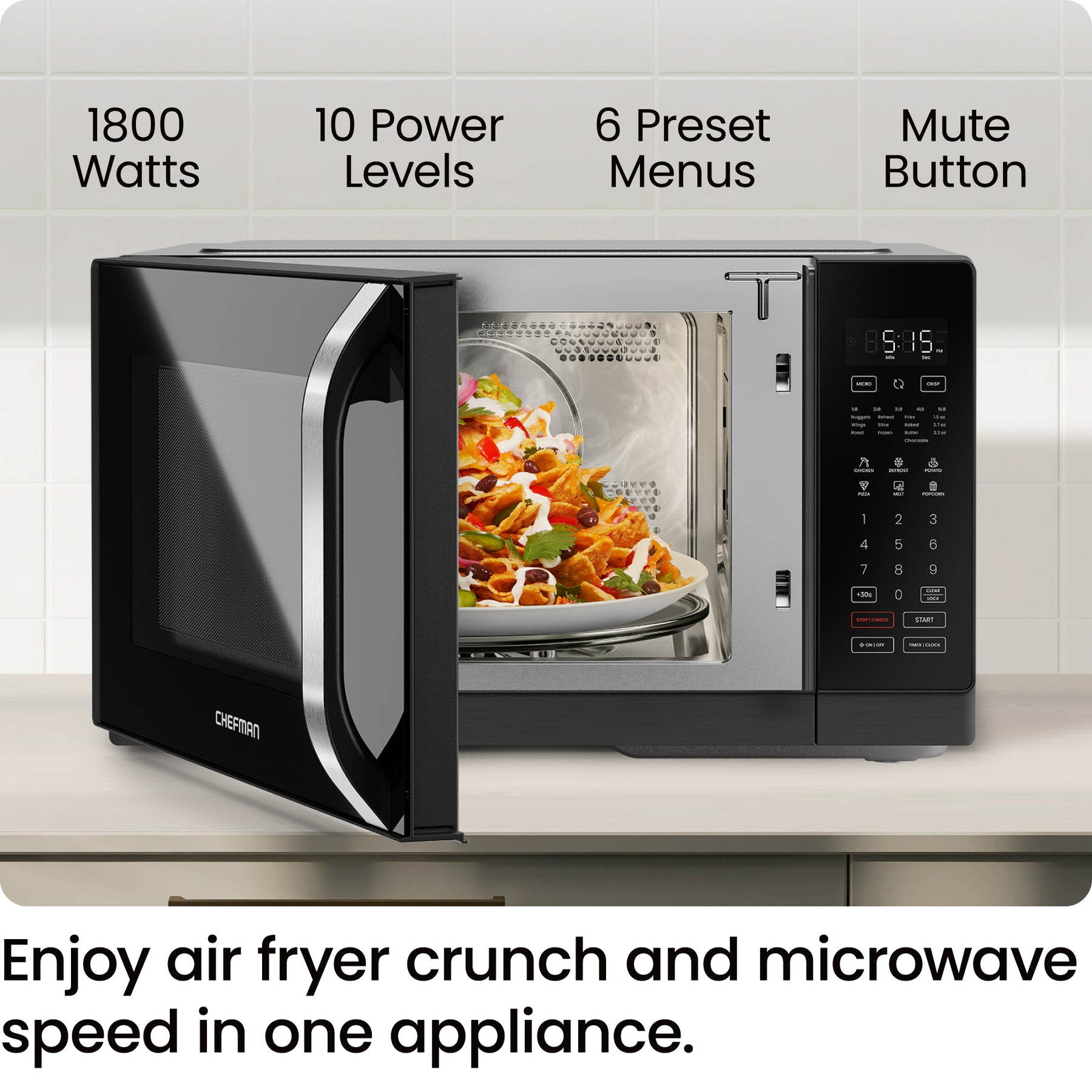 Chefman MicroCrisp Countertop .8 Cu Ft Digital Microwave Oven