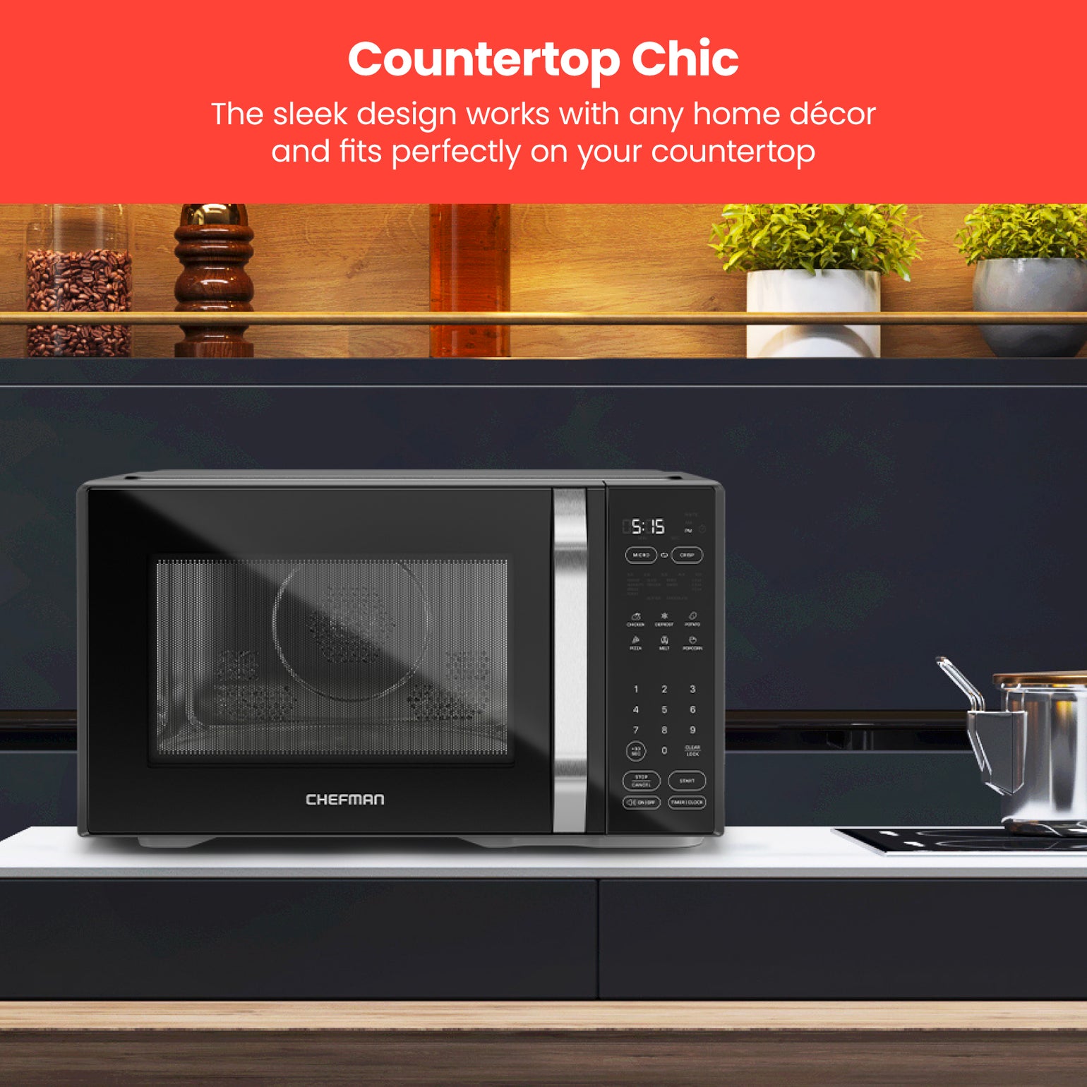 Chefman MicroCrisp Countertop 1.1 Cu Ft Digital Microwave Oven