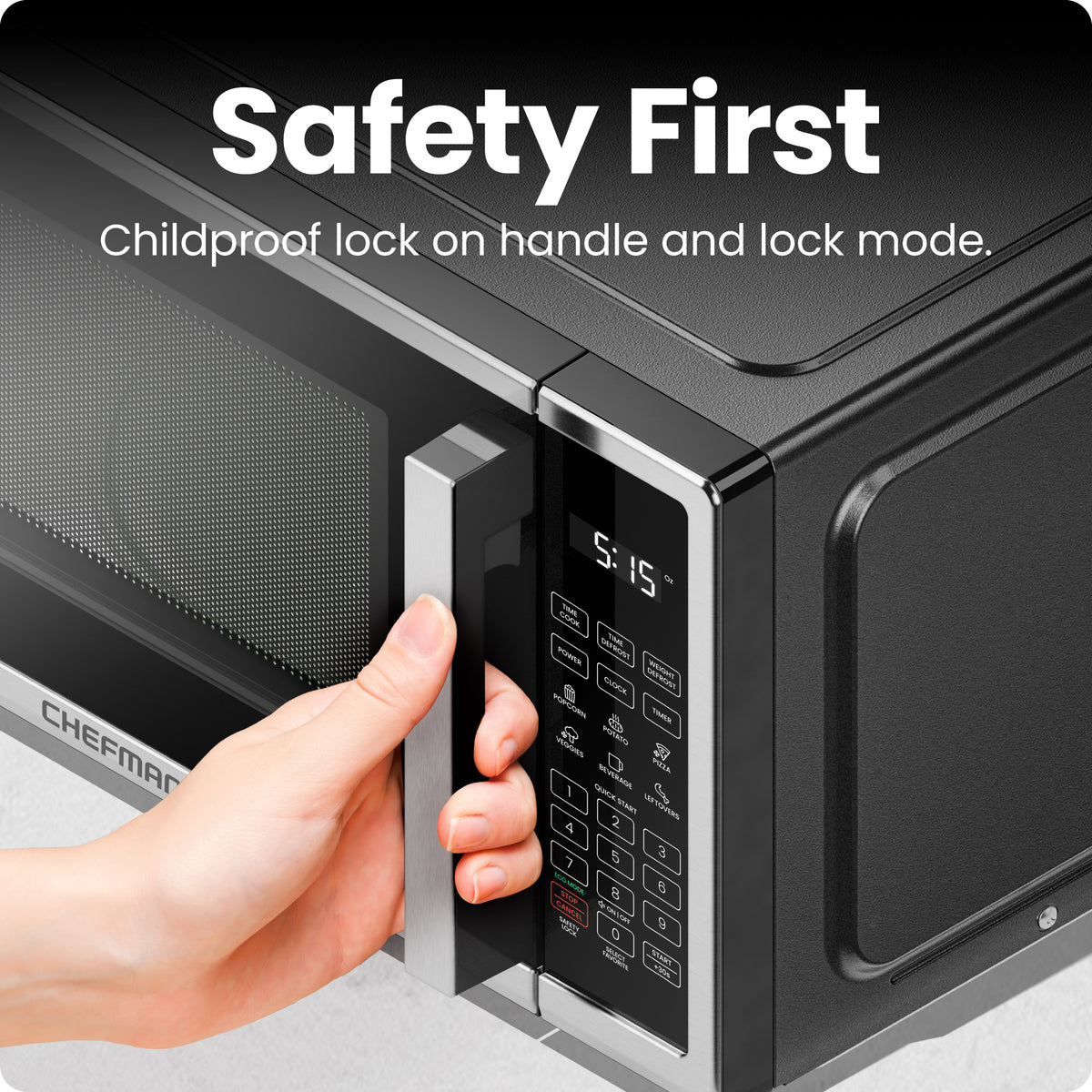 Countertop 1.1 Cu. Ft. Digital Stainless Microwave Oven – Chefman