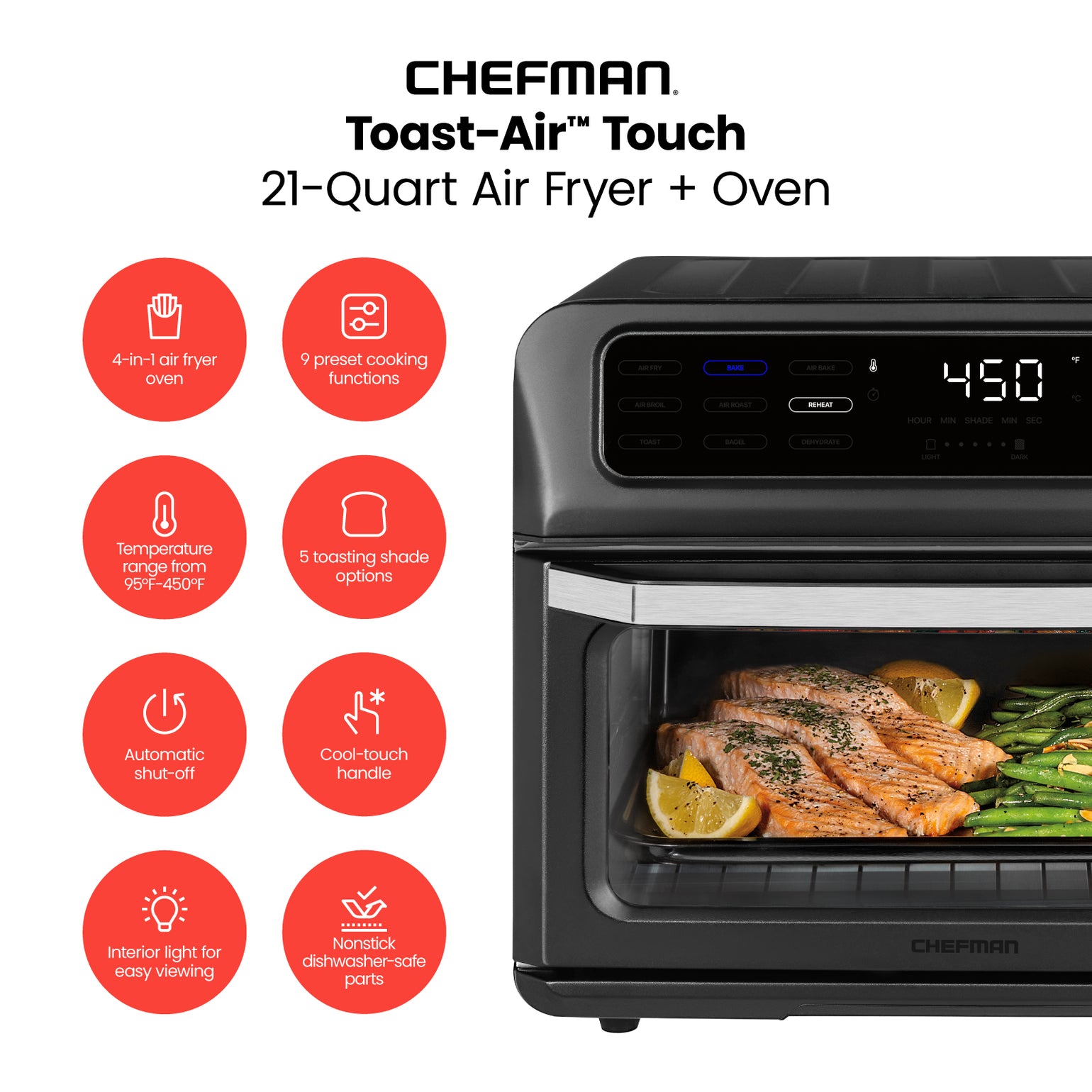 Toast-Air® Touch Air Fryer + Oven (Black) – Chefman